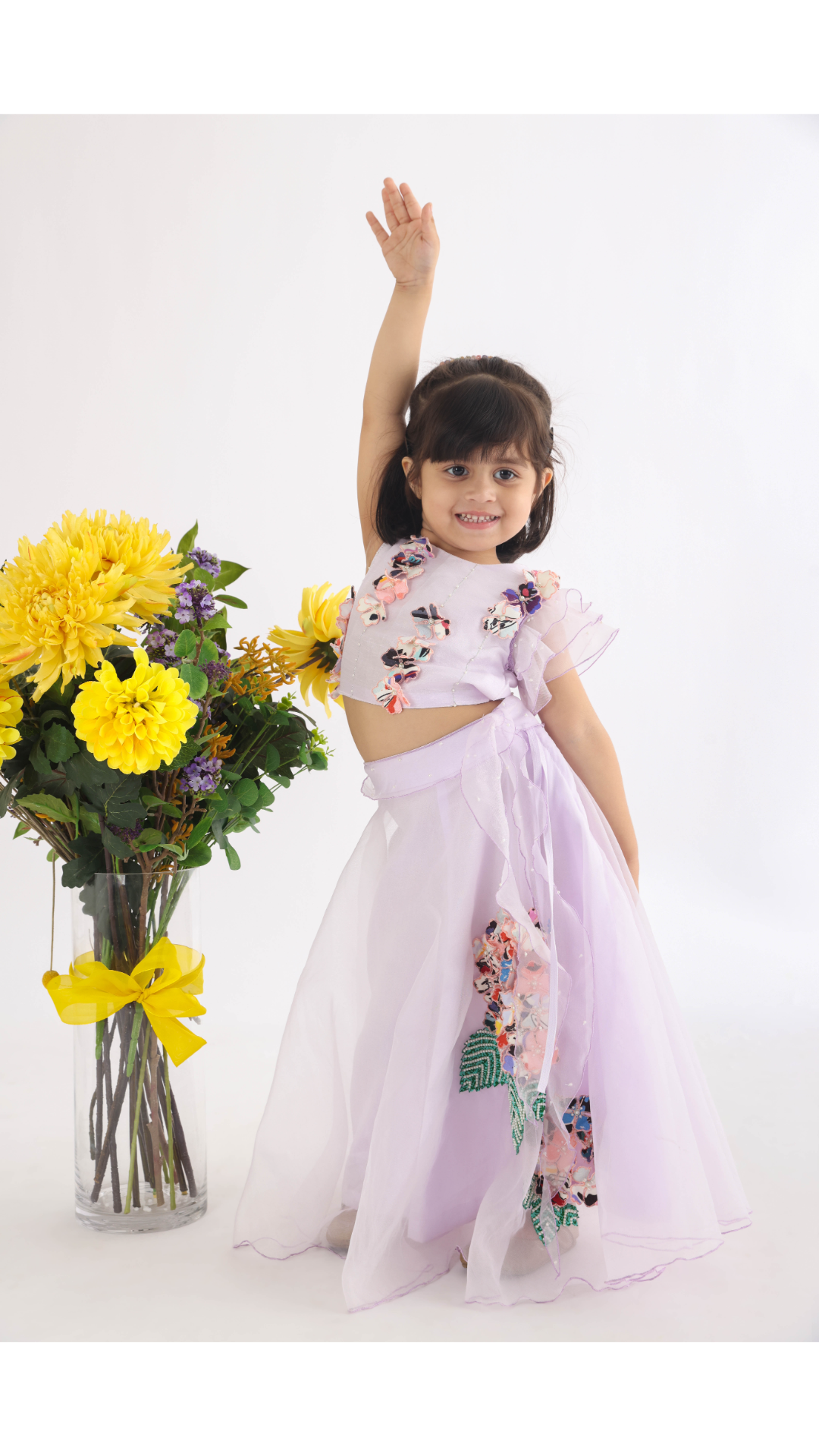 Purple Silk Top with Floral Cutwork and Hydrengia Handwork with Floral ...